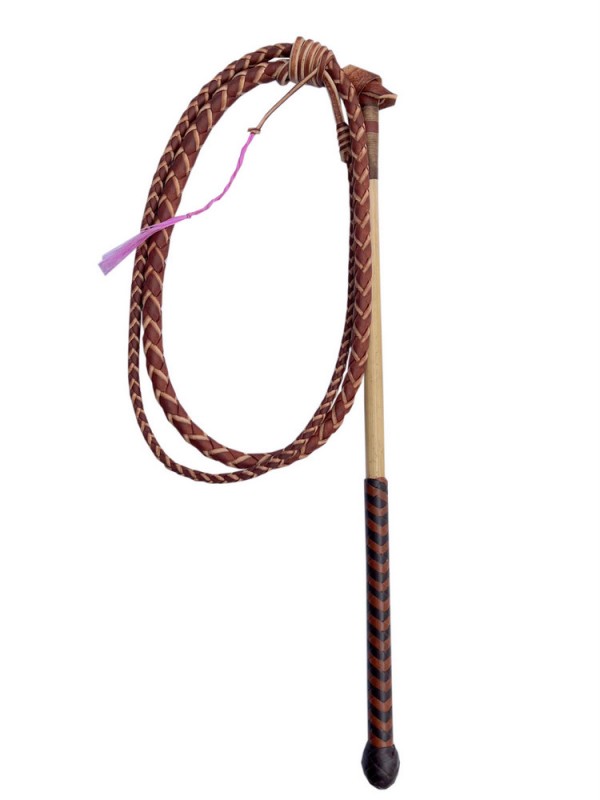 Red Hide Whip / Half plait Handle